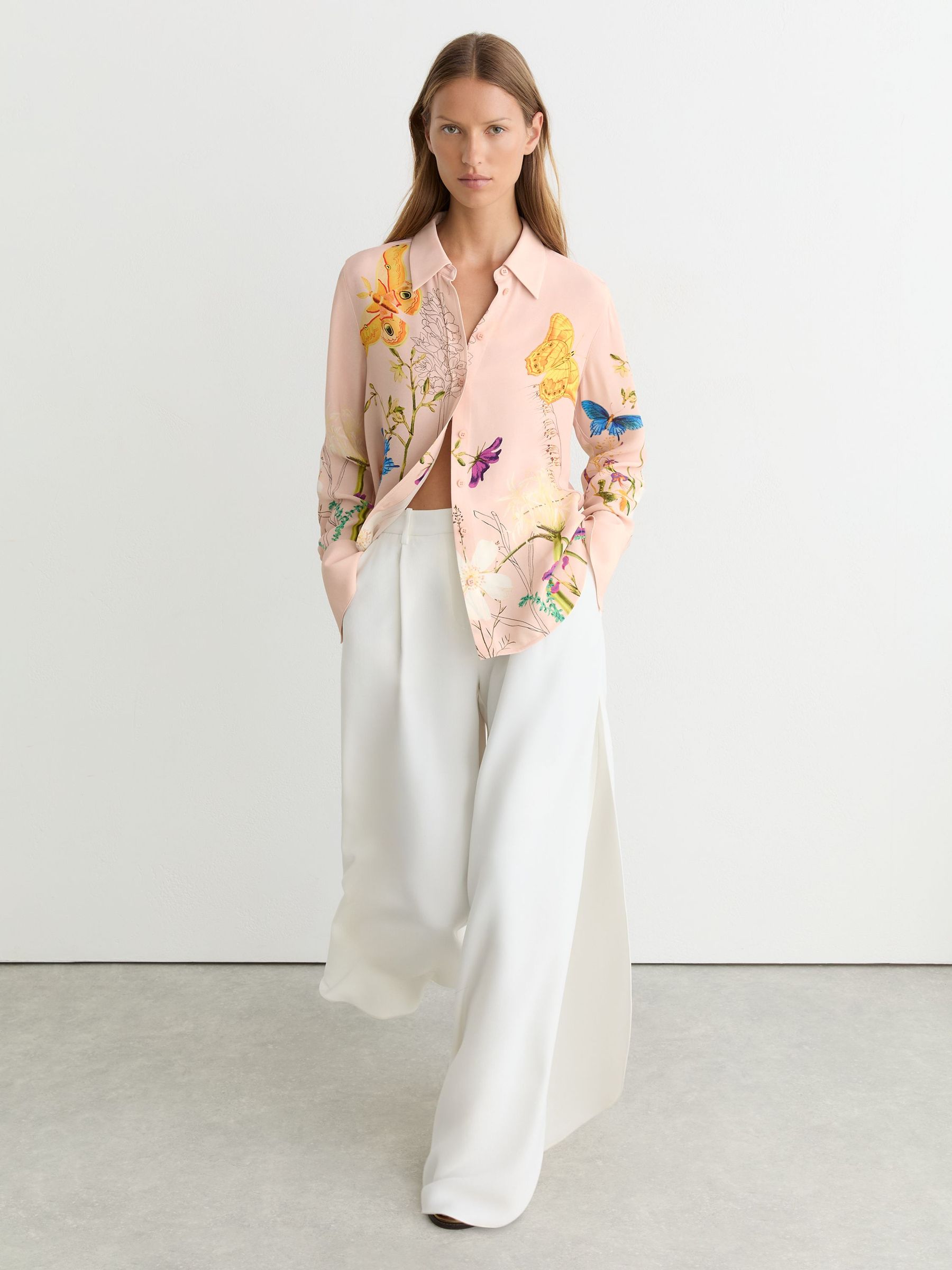 REISS Reiss Veida Floral Butterfly-Print Shirt